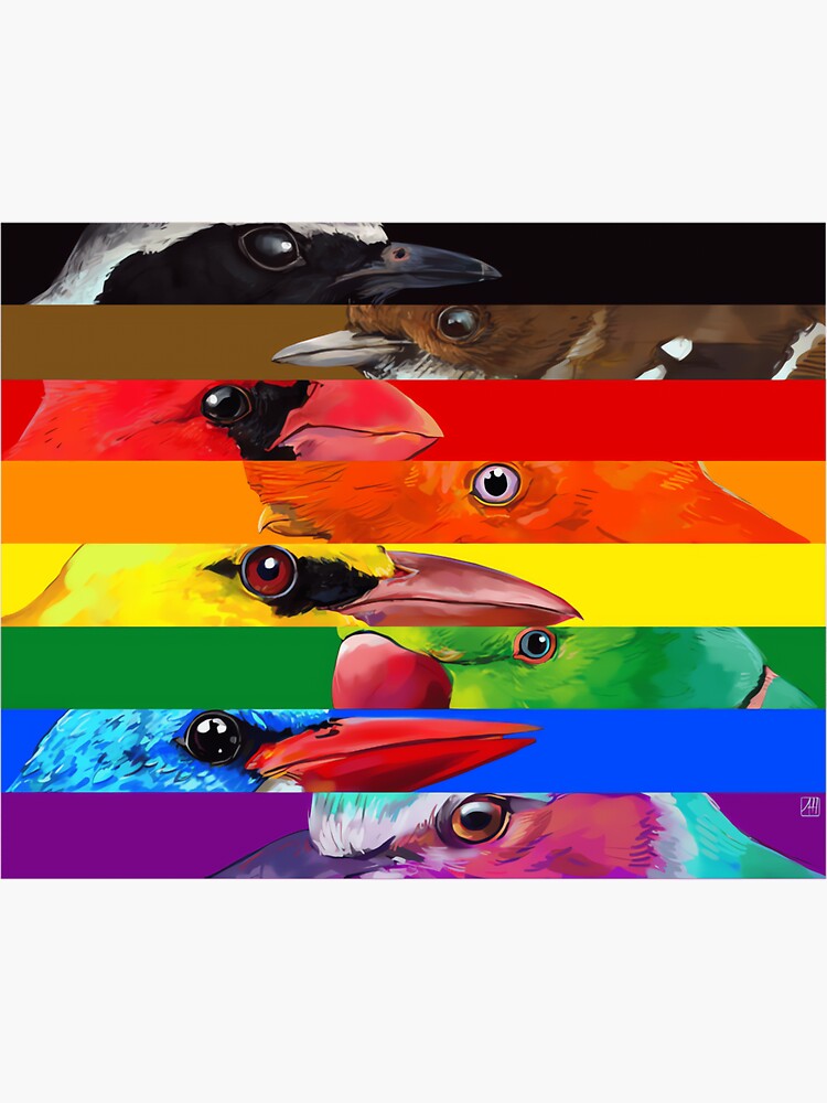 "LGBTQIA Pride Birds - Black and Brown " Sticker for Sale by ...