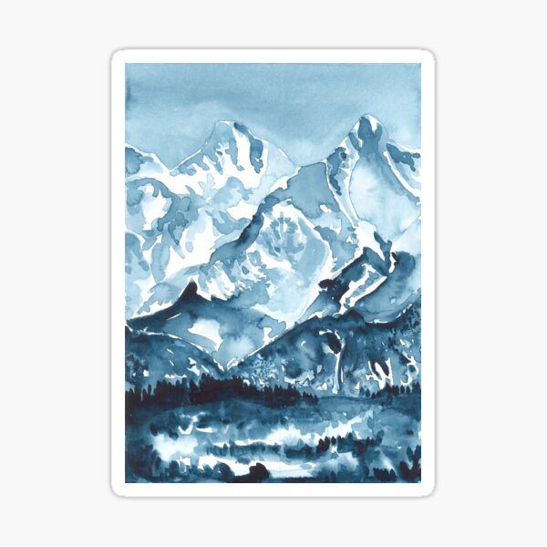 "Watercolor blue landscape, abstract landscape" Sticker for Sale by ...