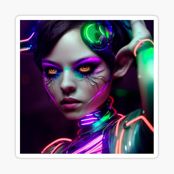 "FUTURE ALIEN GIRL PORTRAIT ETNIC CYBERPUNK RETRO WAVE POP ART STYLE ...