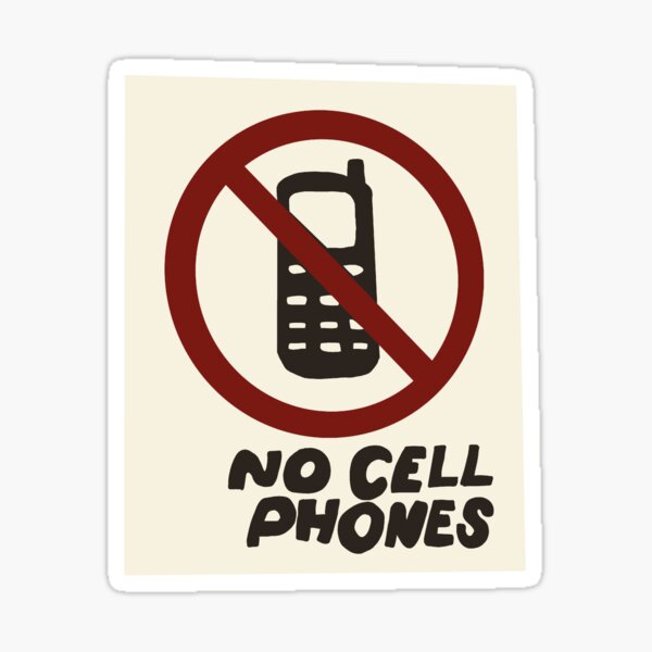 "No cell phones sticker " Sticker for Sale by lemonlines | Redbubble