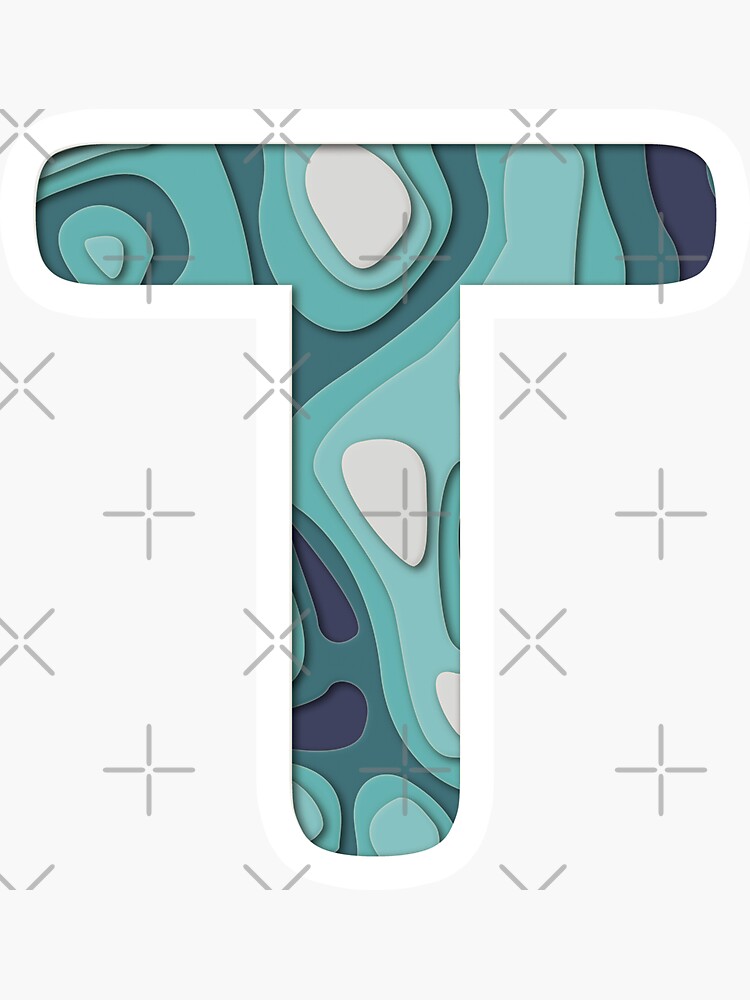 "T alphabet paper cut style,Bule and White color" Sticker for Sale by ...