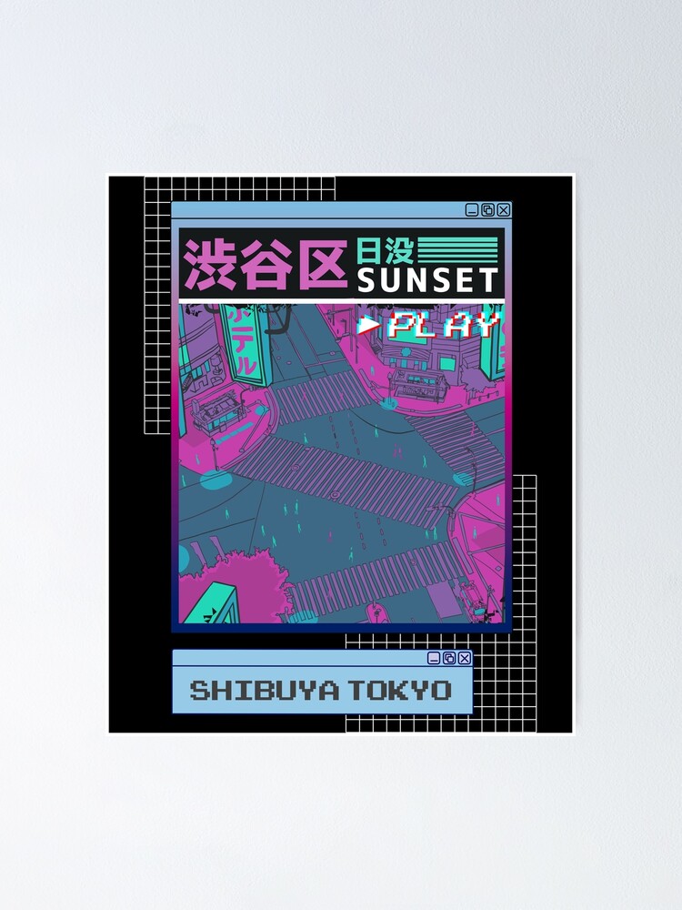"Shibuya Crossing Tokyo Japan Vaporwave Japanese Aesthetic" Poster for ...