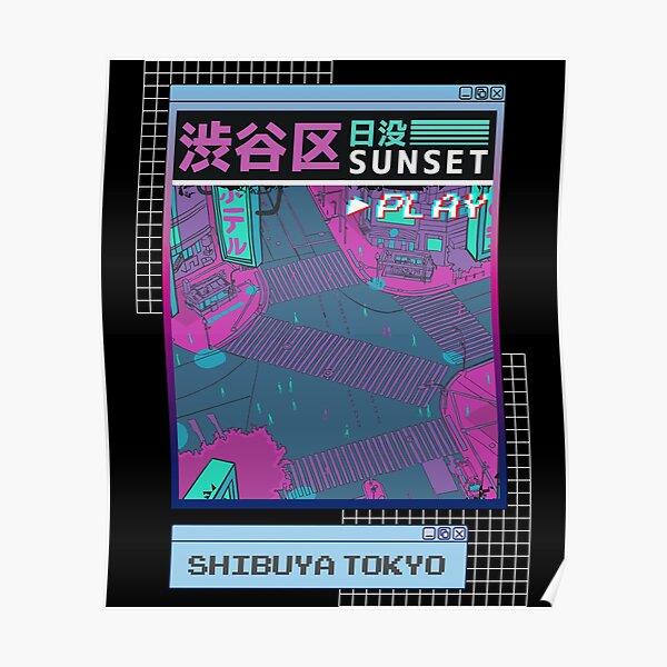 "Shibuya Crossing Tokyo Japan Vaporwave Japanese Aesthetic" Poster for ...
