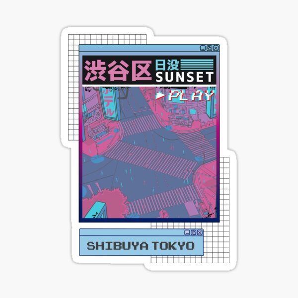 "Shibuya Crossing Tokyo Japan Vaporwave Japanese Aesthetic" Sticker for ...
