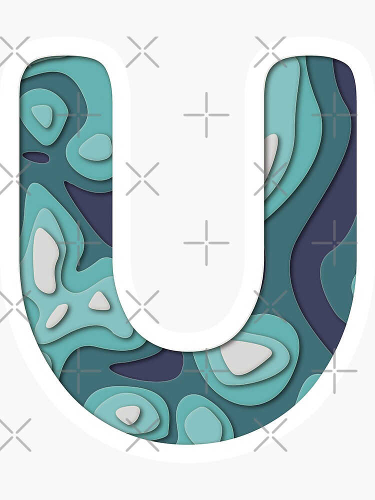 "U alphabet paper cut style,Bule and White color" Sticker for Sale by ...