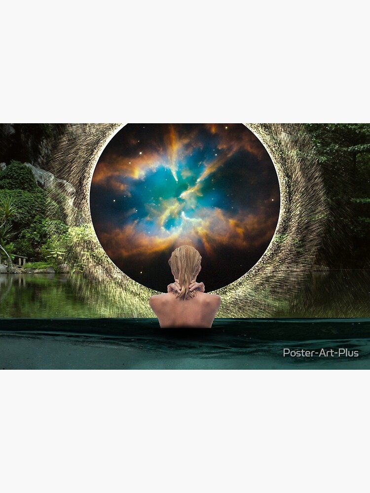 ""Woman Bathing in Front of Grass Space Portal " Surrealistic Art Print, Digital Art, 36x24 ...