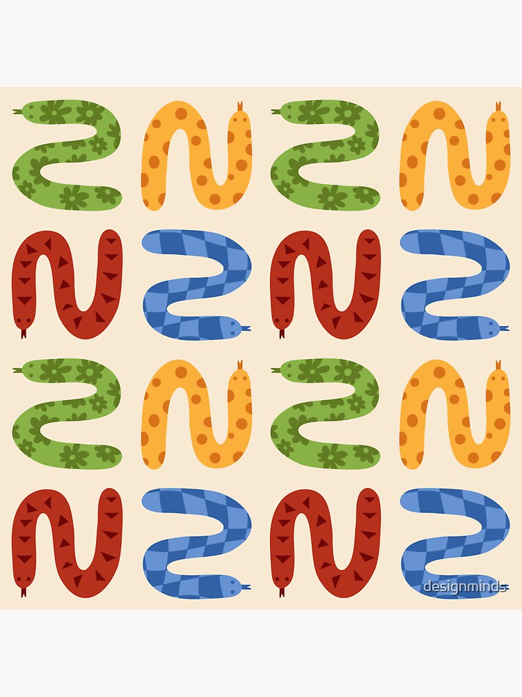 "Snake Pattern (red/blue/green/yellow)" Sticker for Sale by designminds ...