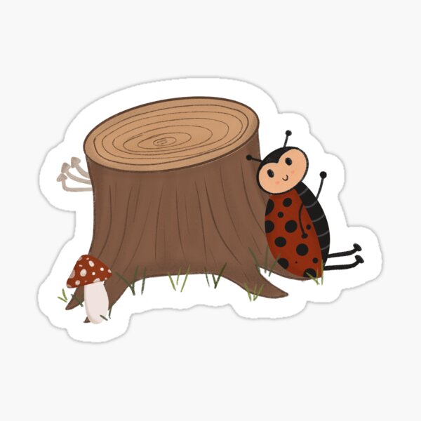 "Ladybug resting on tree stump" Sticker for Sale by Lazysloth32 | Redbubble