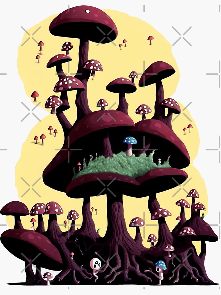 "Shroom people in toadstool caves II" Sticker for Sale by BrachiaST ...