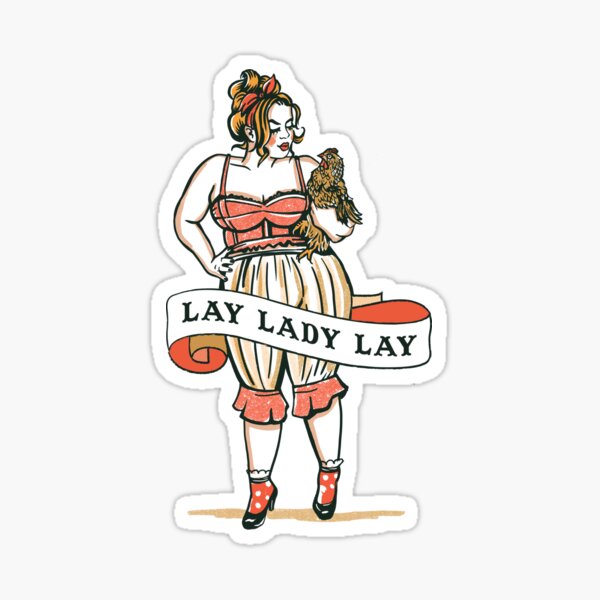 "Lay Lady Lay: Cool Vintage Pinup Girl Holding A Chicken" Sticker for ...