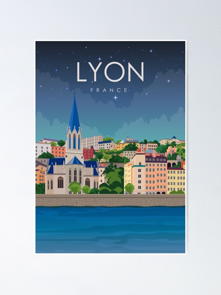 "Lyon France Vintage Minimal Retro Travel Poster " Poster for Sale by ...