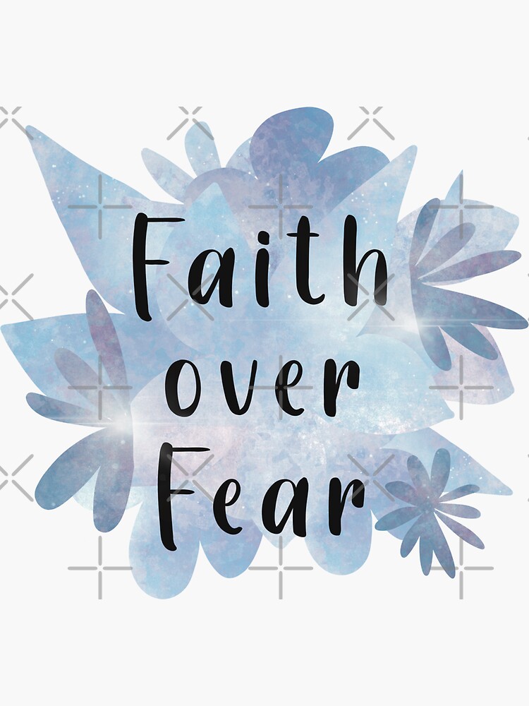 "Faith over Fear Christian quote watercolor flowers blue and purple ...