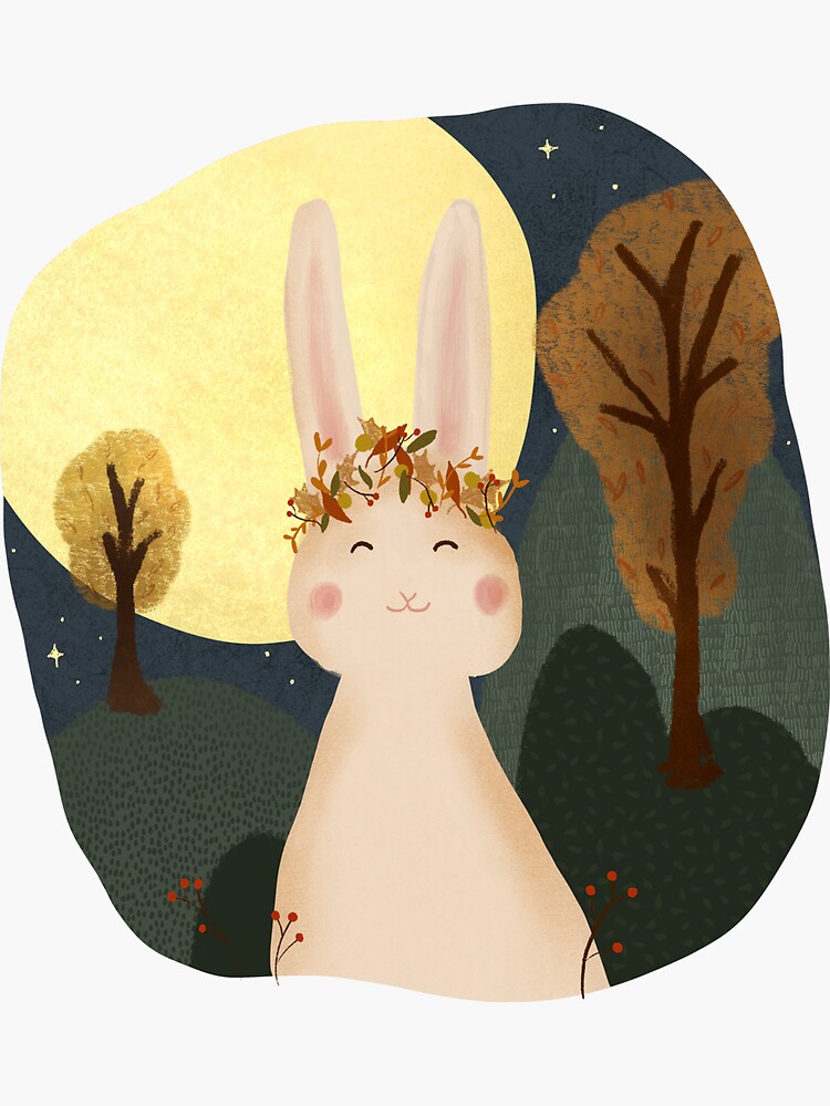 "Happy Fall Bunny" Sticker for Sale by BoredBunnyLoaf | Redbubble