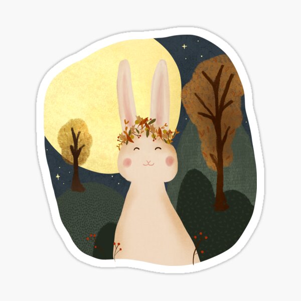 "Happy Fall Bunny" Sticker for Sale by BoredBunnyLoaf | Redbubble