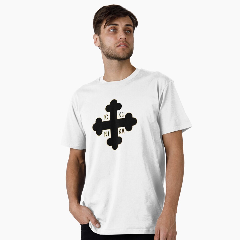 "Greek Orthodox Cross Black Gold Trim ICXC NIKA" Sticker for Sale by ...