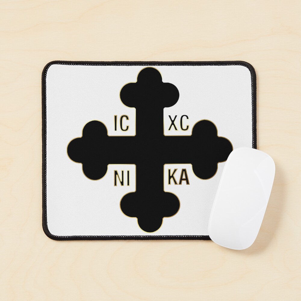 "Greek Orthodox Cross Black Gold Trim ICXC NIKA" Sticker for Sale by ...