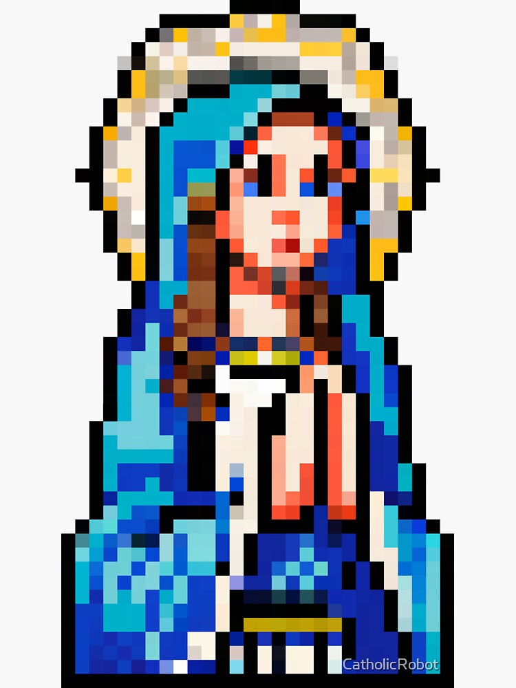 "Blessed Virgin Mary - Pixel Art" Sticker for Sale by CatholicRobot ...