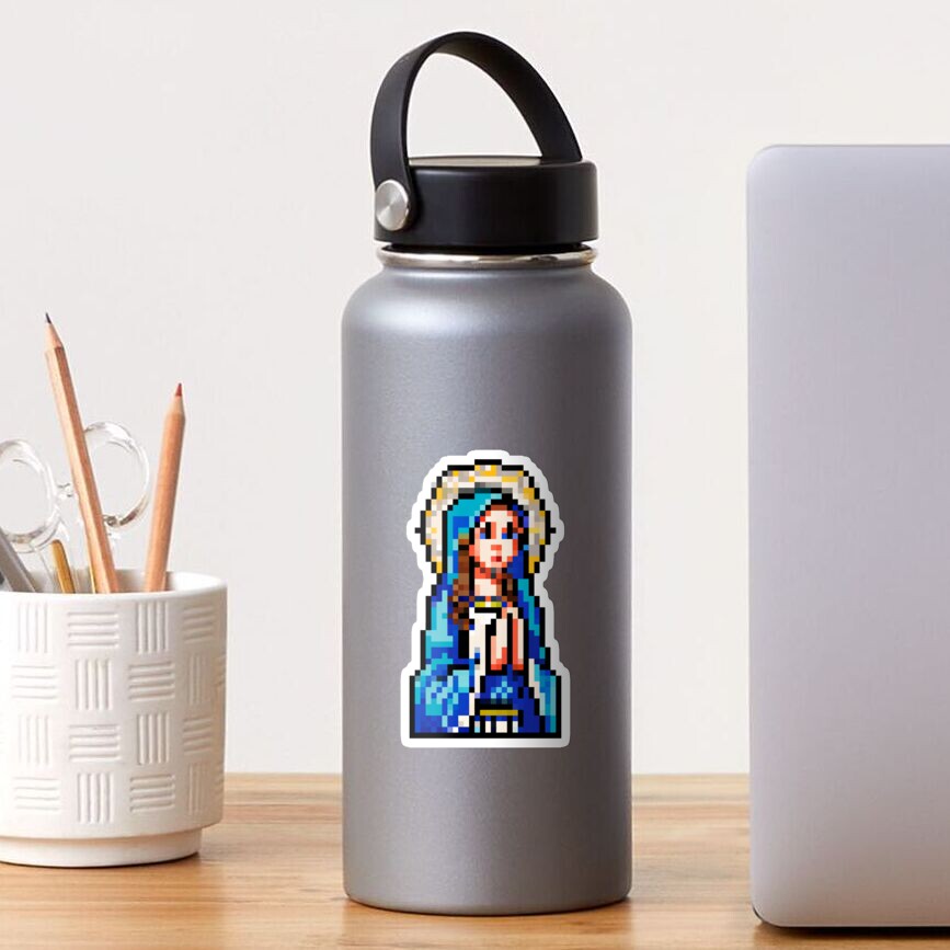 "Blessed Virgin Mary - Pixel Art" Sticker for Sale by CatholicRobot ...