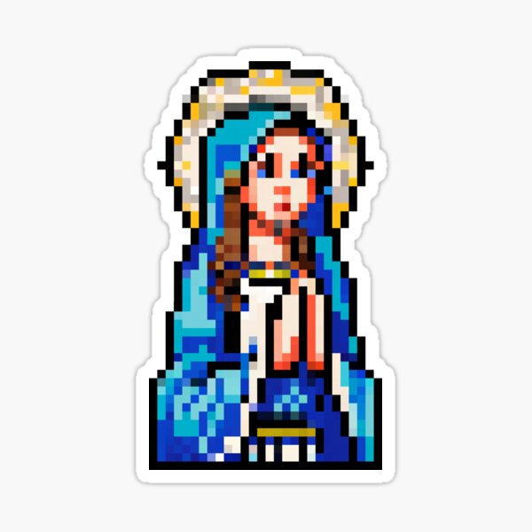 "Blessed Virgin Mary - Pixel Art" Sticker for Sale by CatholicRobot ...