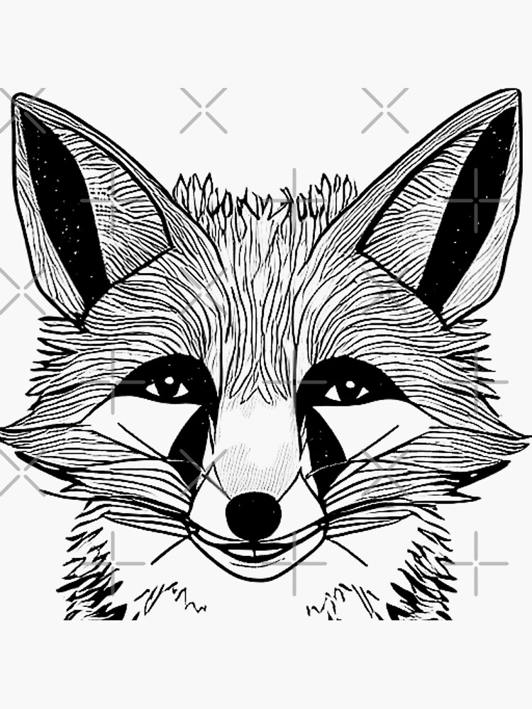 "Fox Pen Drawing Line Art" Sticker for Sale by FlakeyBiscuit3 | Redbubble