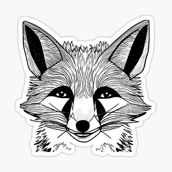 "Fox Pen Drawing Line Art" Sticker for Sale by FlakeyBiscuit3 | Redbubble