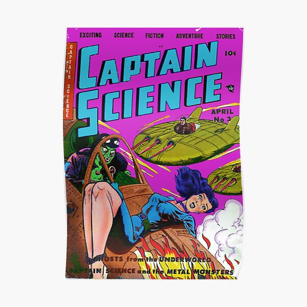 "Captain Science | comic book cover | pink " Poster for Sale by ...