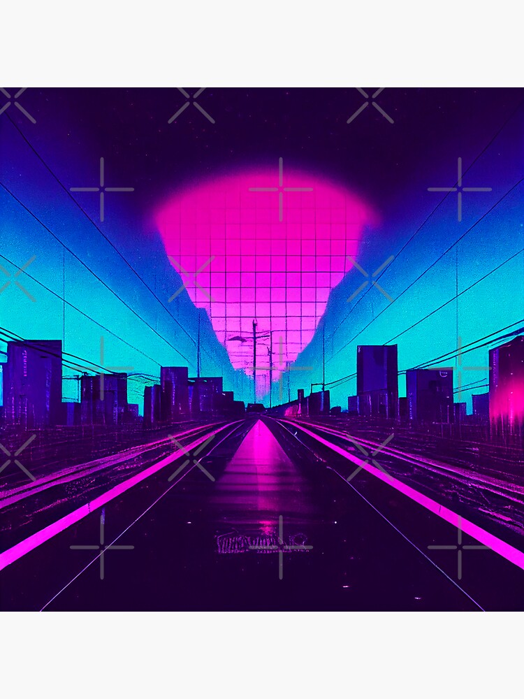 "NEO GEO CITY STREET SUNSET CYBERPUNK RETRO SINTH WAVE '80 colorful ...