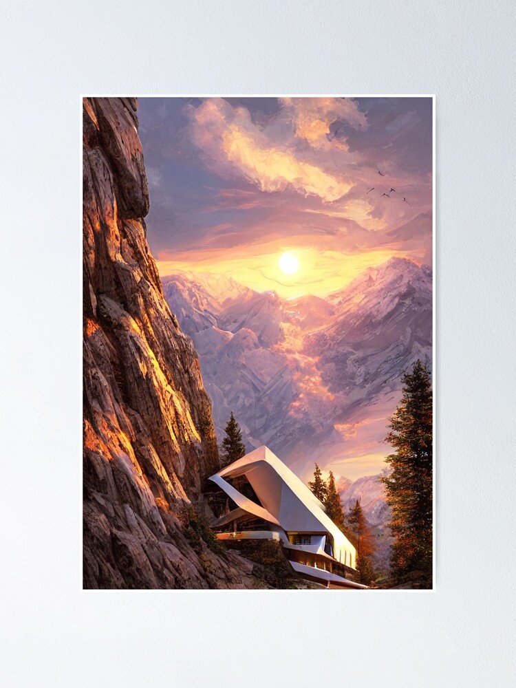 "Sunrise, mountain, landscape, Abstract, Architecture, a home on a ...