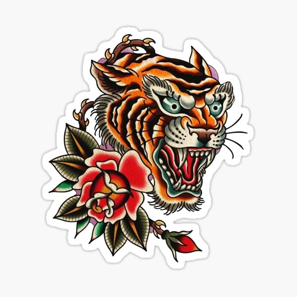 "Tiger Face Tattoo" Sticker for Sale by TEEVINTAGE | Redbubble