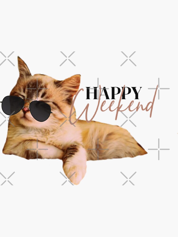 "Happy Weekend " Sticker for Sale by CatwithSpecs | Redbubble