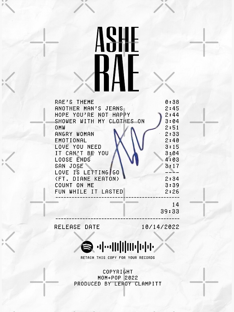 "rae | ashe | album receipt" Poster for Sale by cripparaissa | Redbubble