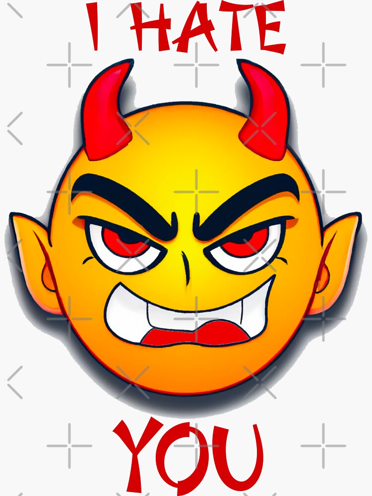 "Funny I Hate You Devil Emoji Shirt" Sticker for Sale by CraftChameleon ...