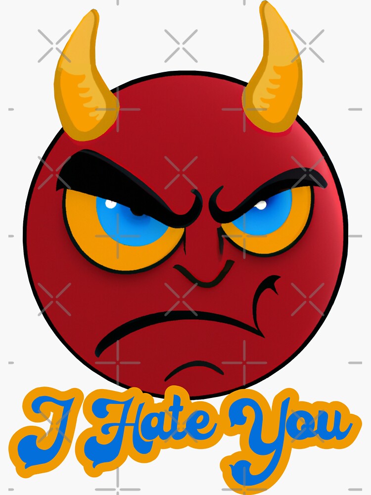 "Funny Retro I Hate You Devil Emoji Shirt" Sticker for Sale by ...