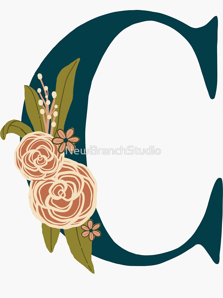 "Floral monogram C" Sticker for Sale by NewBranchStudio | Redbubble