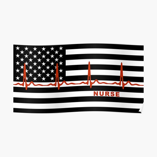 "ECG Nurse Flag" Poster for Sale by mwdugger | Redbubble