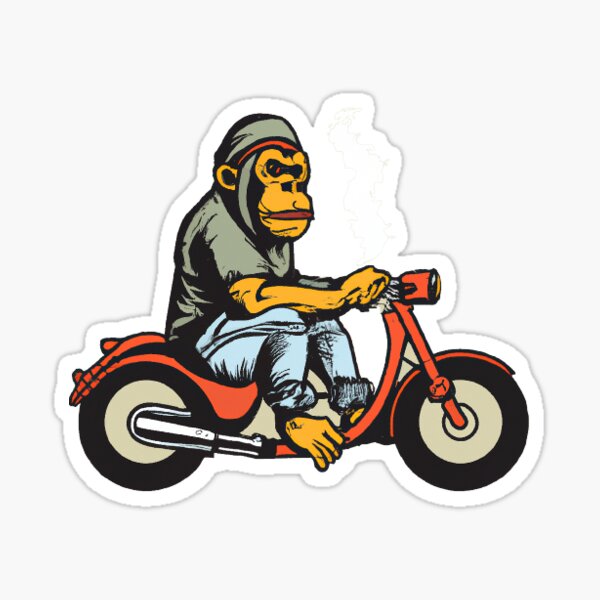"A Bored Ape Riding a Motorcycle" Sticker for Sale by Junkster- | Redbubble