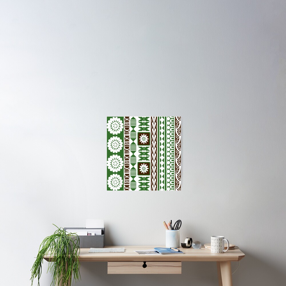 "Green Fijian Tapa Cloth Design" Poster for Sale by Alafina2019 | Redbubble