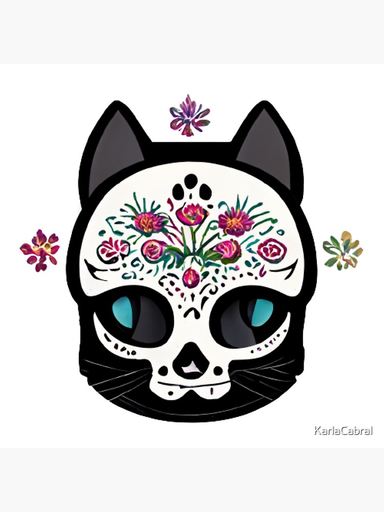 "STICKER DAY OF THE DEAD, SUGAR SKULL, SUGAR SKULL CAT, CAT SKULL ...
