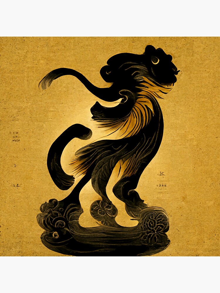 "Chinese dancing lion simple golden" Sticker for Sale by MarvinEthan ...