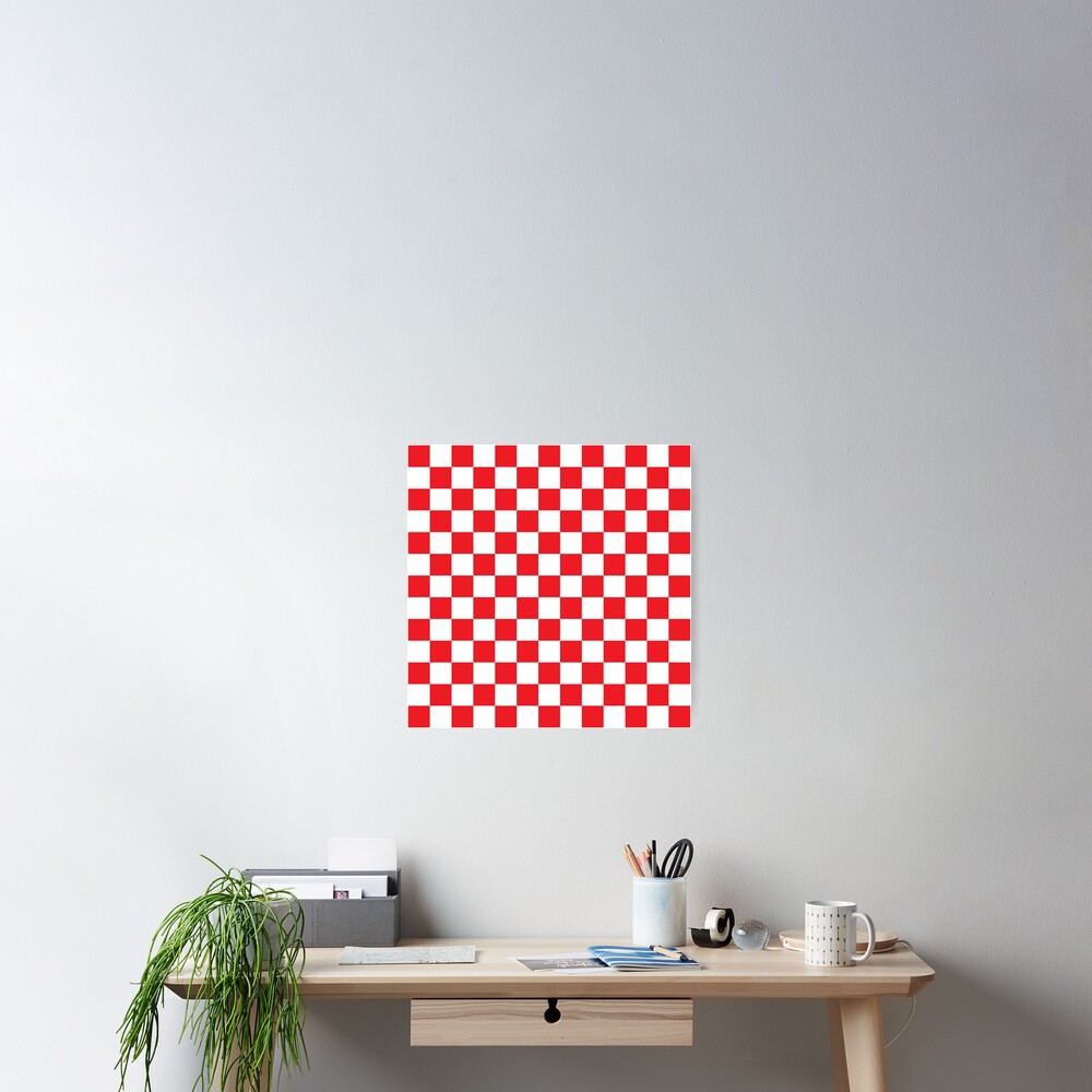 "Red Checkered Pattern" Poster by XanderOne | Redbubble