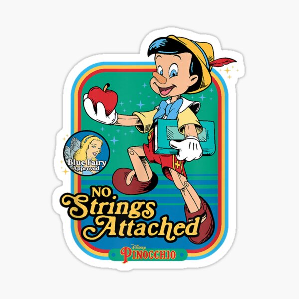 "Pinocchio No Strings Attached " Sticker for Sale by CarolRogan | Redbubble