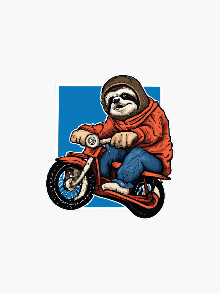 "A Cool Sloth Riding a Motorcycle" Sticker for Sale by Junkster ...