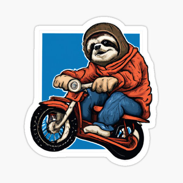 "A Cool Sloth Riding a Motorcycle" Sticker for Sale by Junkster ...