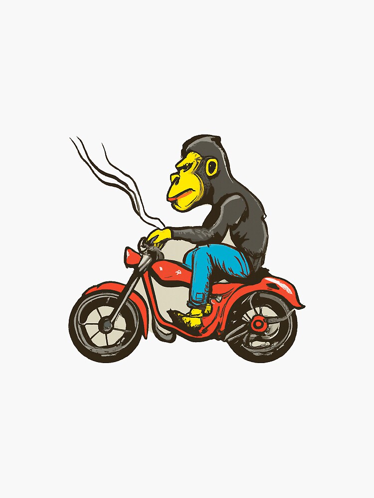"Bored Ape Riding a Motorcycle" Sticker for Sale by Junkster- | Redbubble