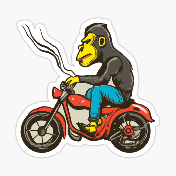"Bored Ape Riding a Motorcycle" Sticker for Sale by Junkster- | Redbubble
