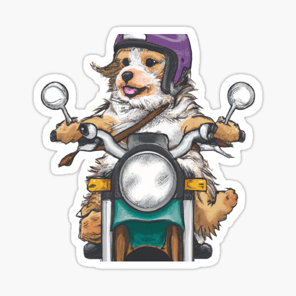 "Cute Dog Riding a Motorcycle" Sticker for Sale by Junkster- | Redbubble