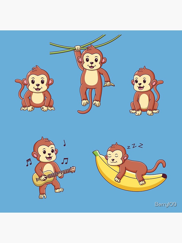"Cute Five Monkey Pack" Poster for Sale by Berryl09 | Redbubble