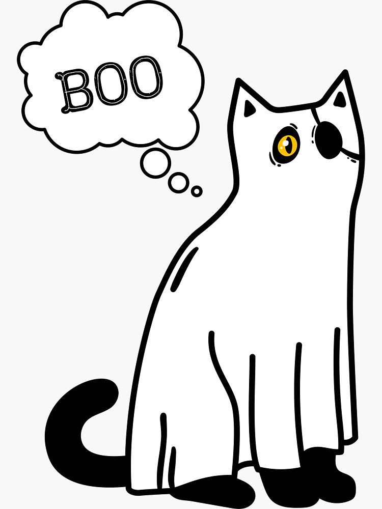 "Eyepatch Bad cute Ghost Cat "BOO"" Sticker for Sale by Rub14ekArts ...
