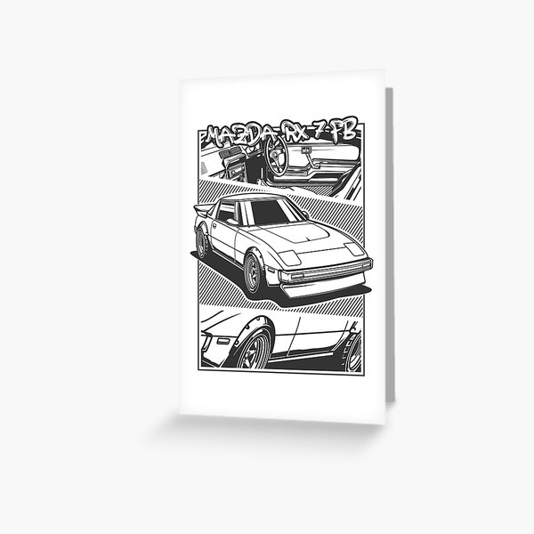 "Mazda RX-7 FB Cartoon" Greeting Card for Sale by TrilogyMerch | Redbubble