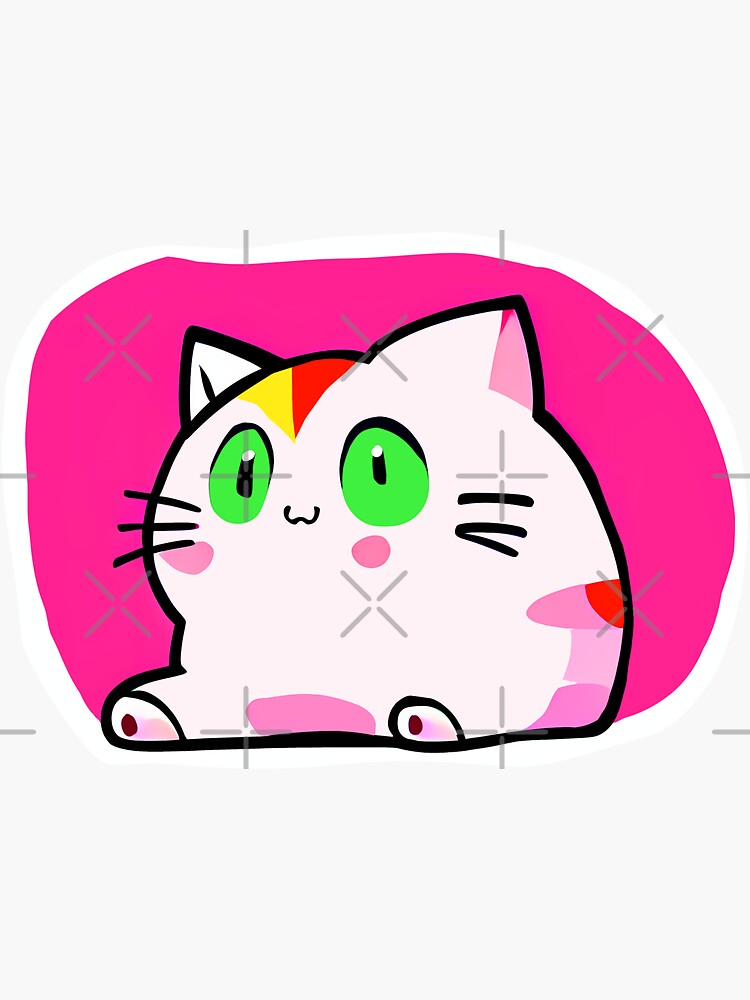 "Pink and Green Cat" Sticker for Sale by Miniannya | Redbubble